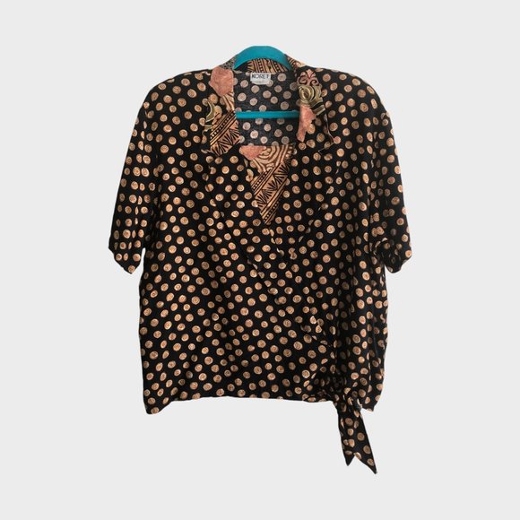 Koret | Tops | Koret Vintage Camp Swirly Mixed Print Faux Wrap Blouse ...